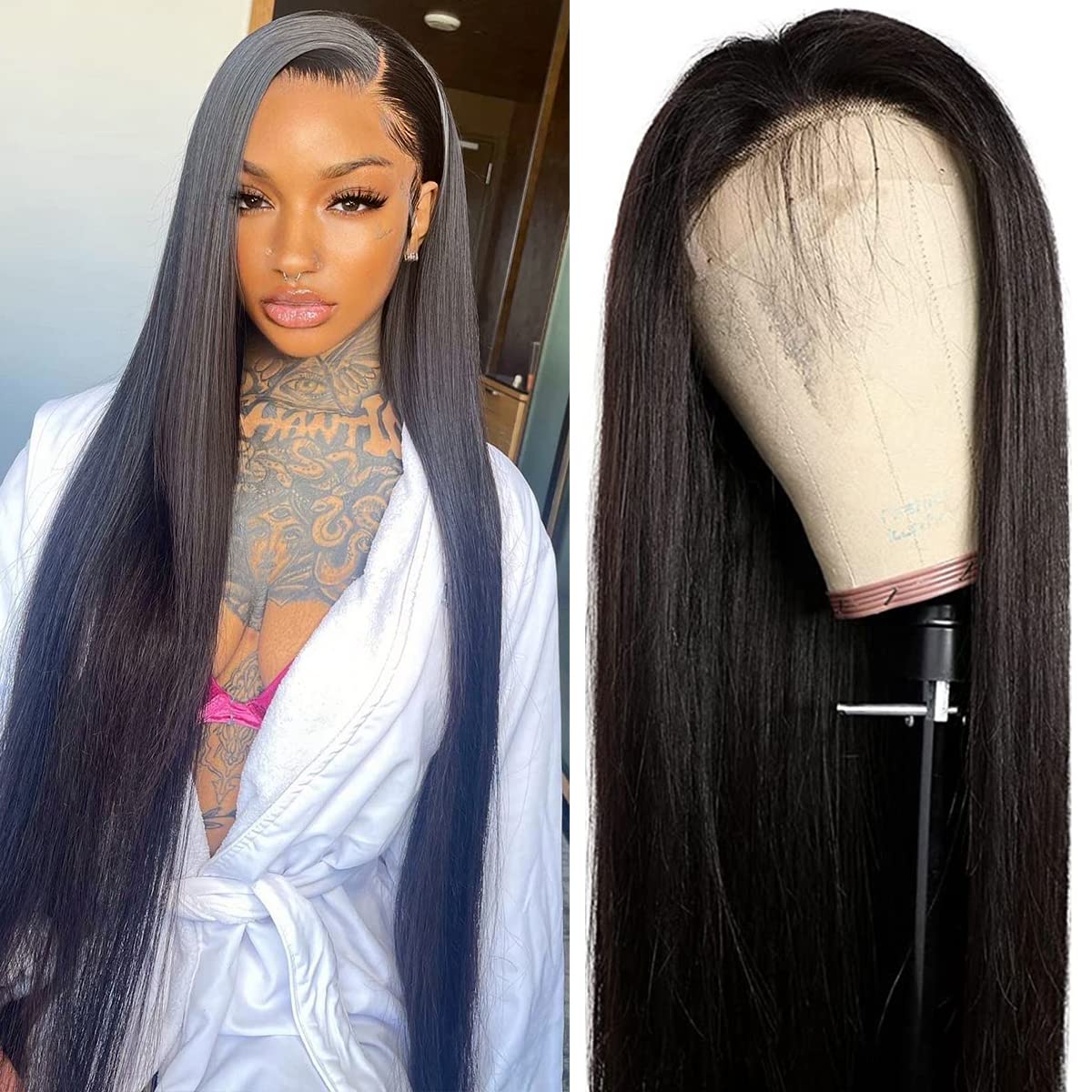 10-38 inch Long Wigs 5x5 Closure Wigs Human Hair Straight Hair Wigs Pr ...